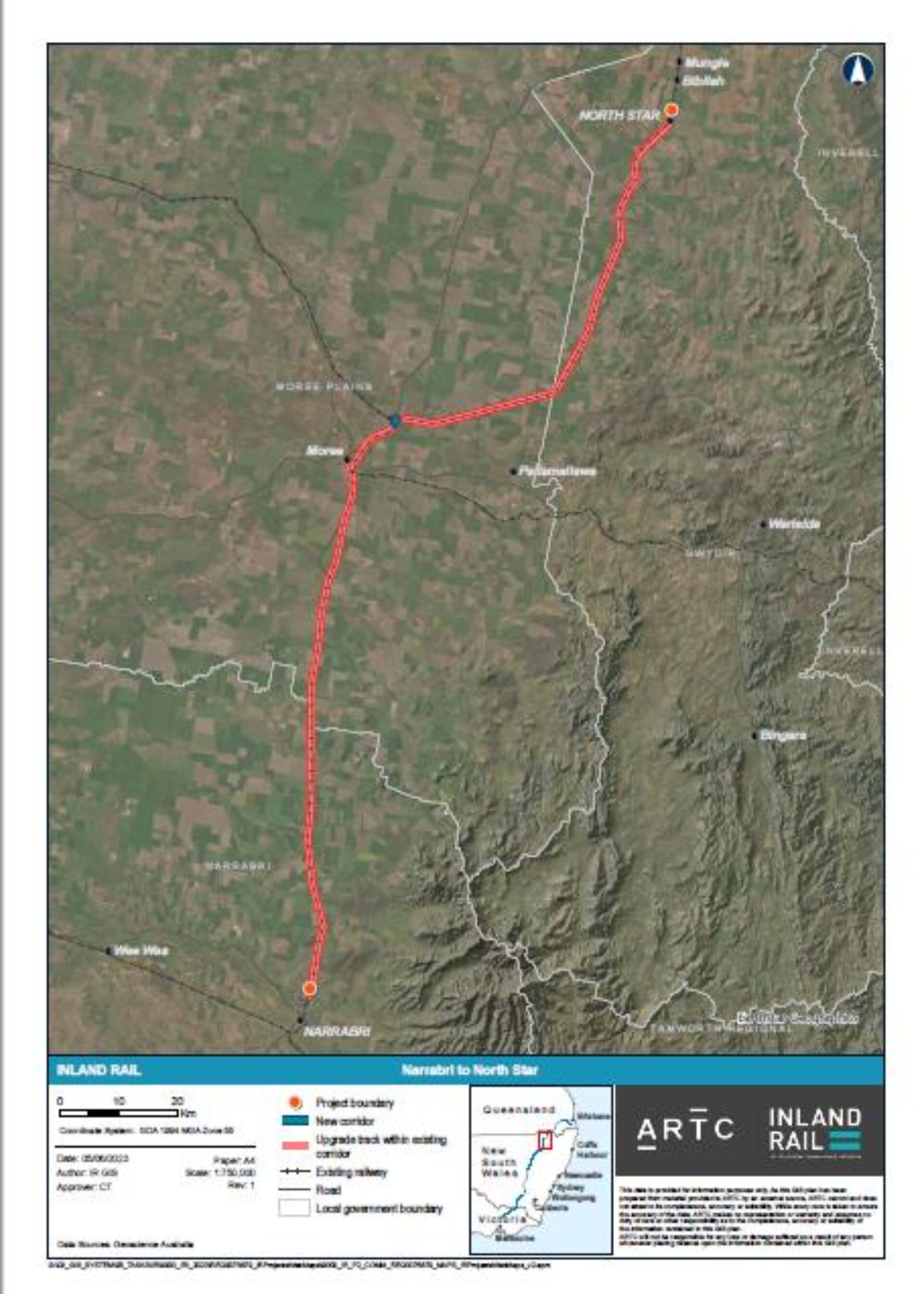 Narrabri to North Star project map - Inland Rail