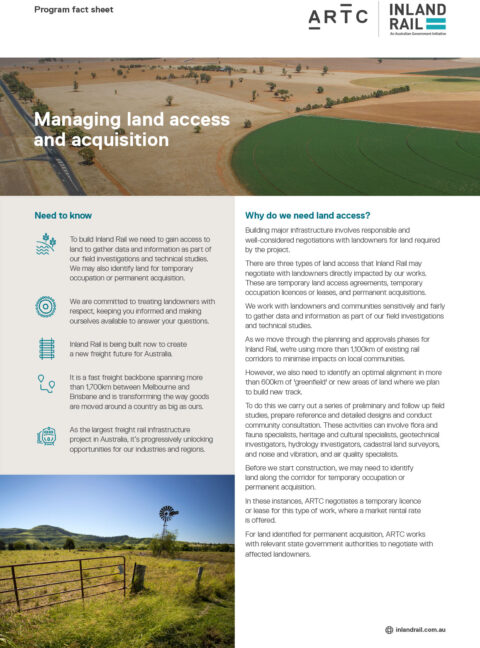 Managing Land Access: Download Fact Sheet - Inland Rail