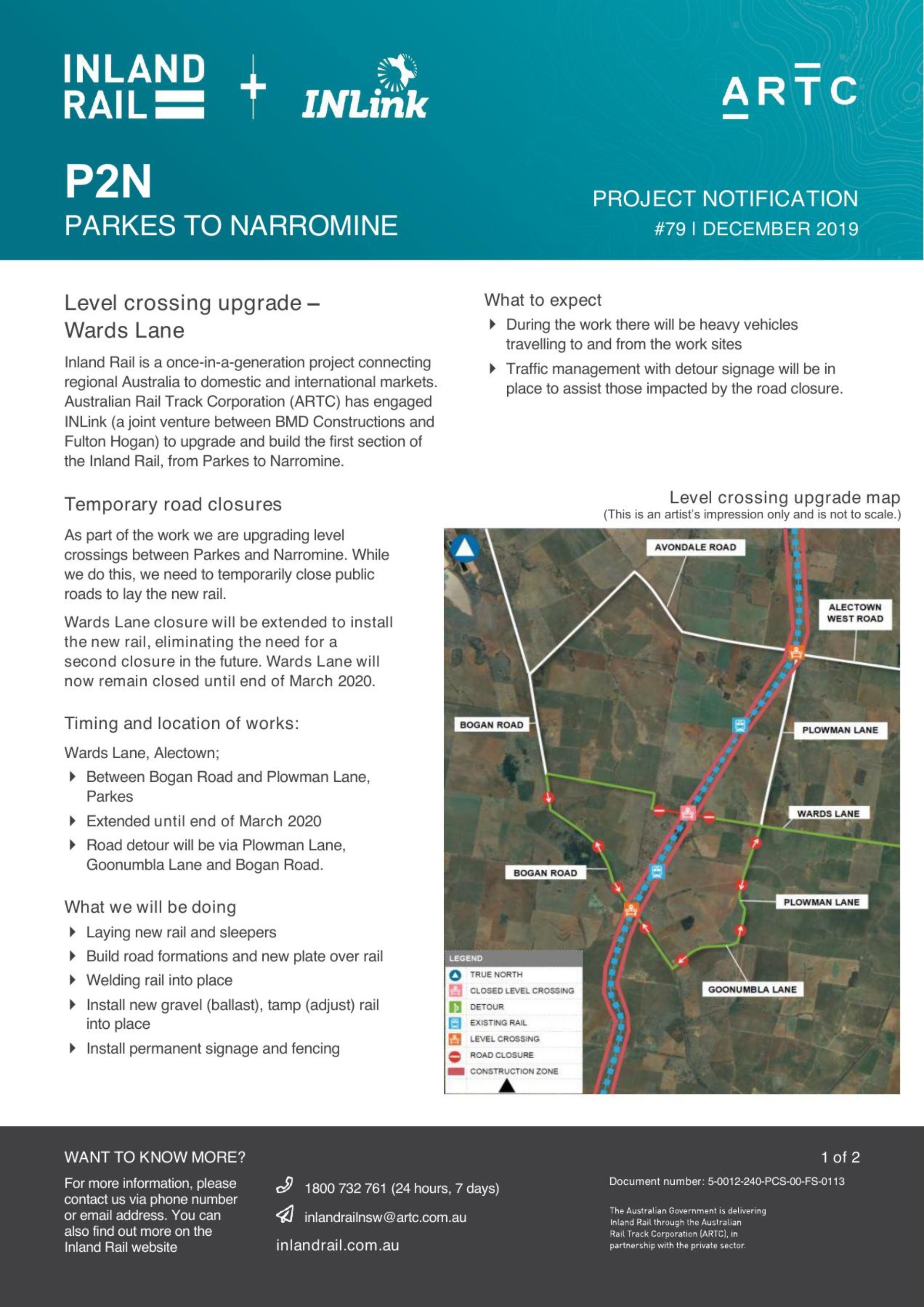 Parkes to Narromine works notification 79: temporary road closure ...