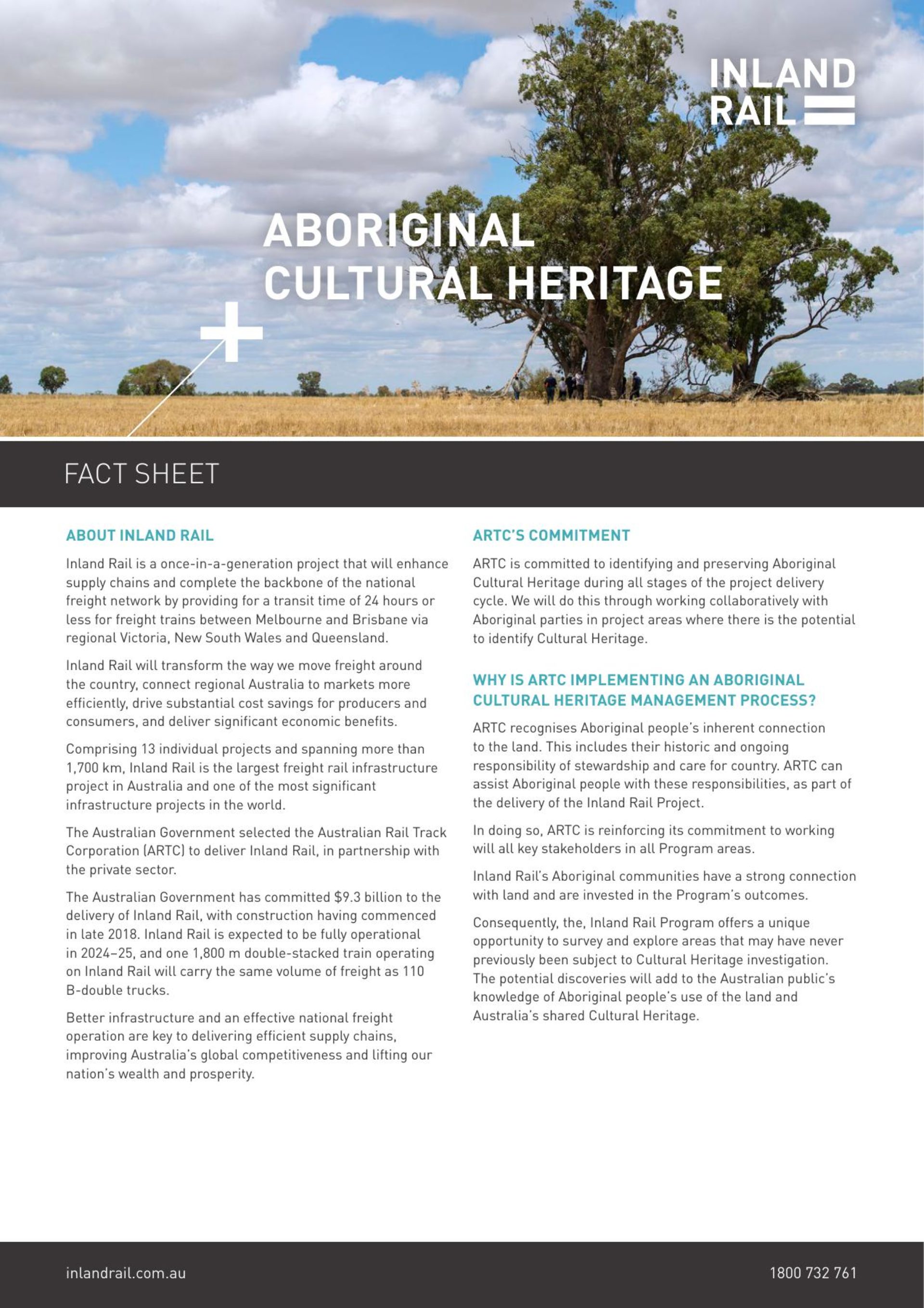 Preserving First Nations cultural heritage fact sheet - Inland Rail