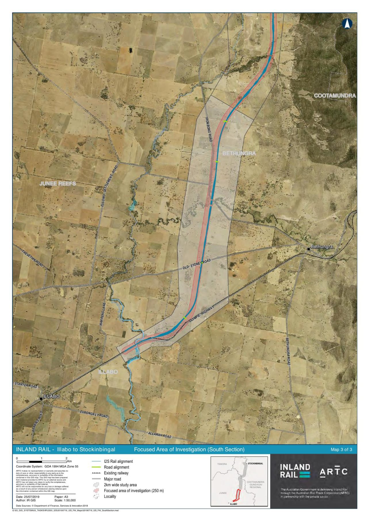 Illabo to Stockinbingal map of southern Focused Area of Investigation ...