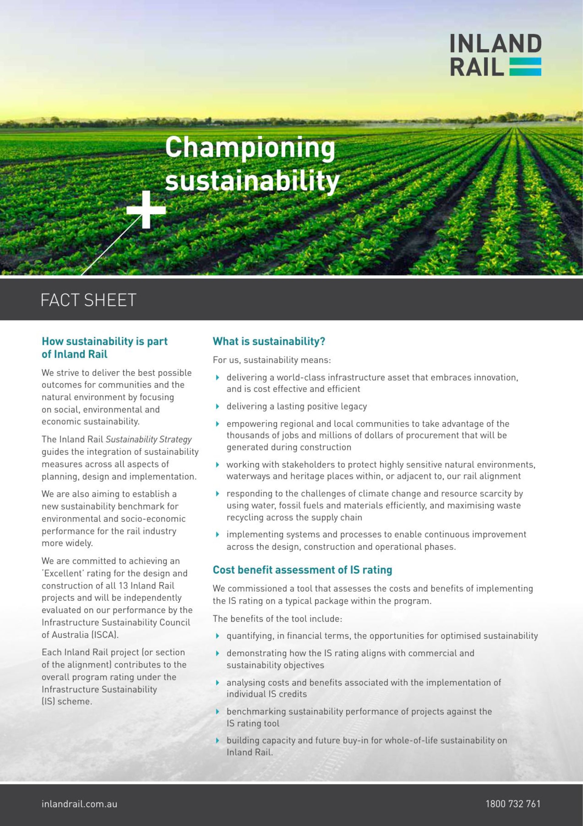 Championing sustainability fact sheet - Inland Rail