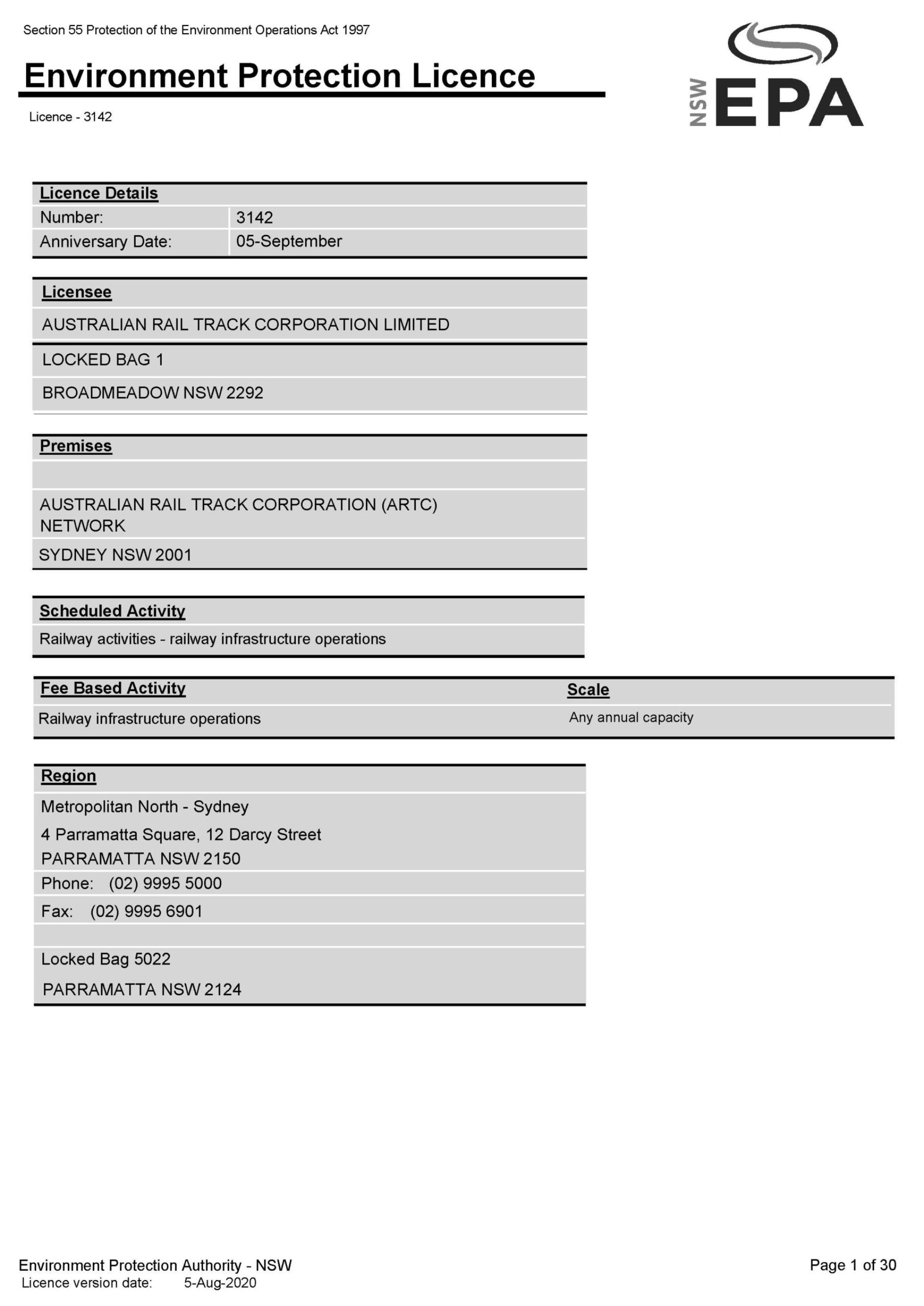 Environment Protection Licence - Inland Rail