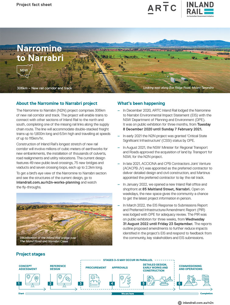 Narromine to Narrabri project fact sheet - Inland Rail