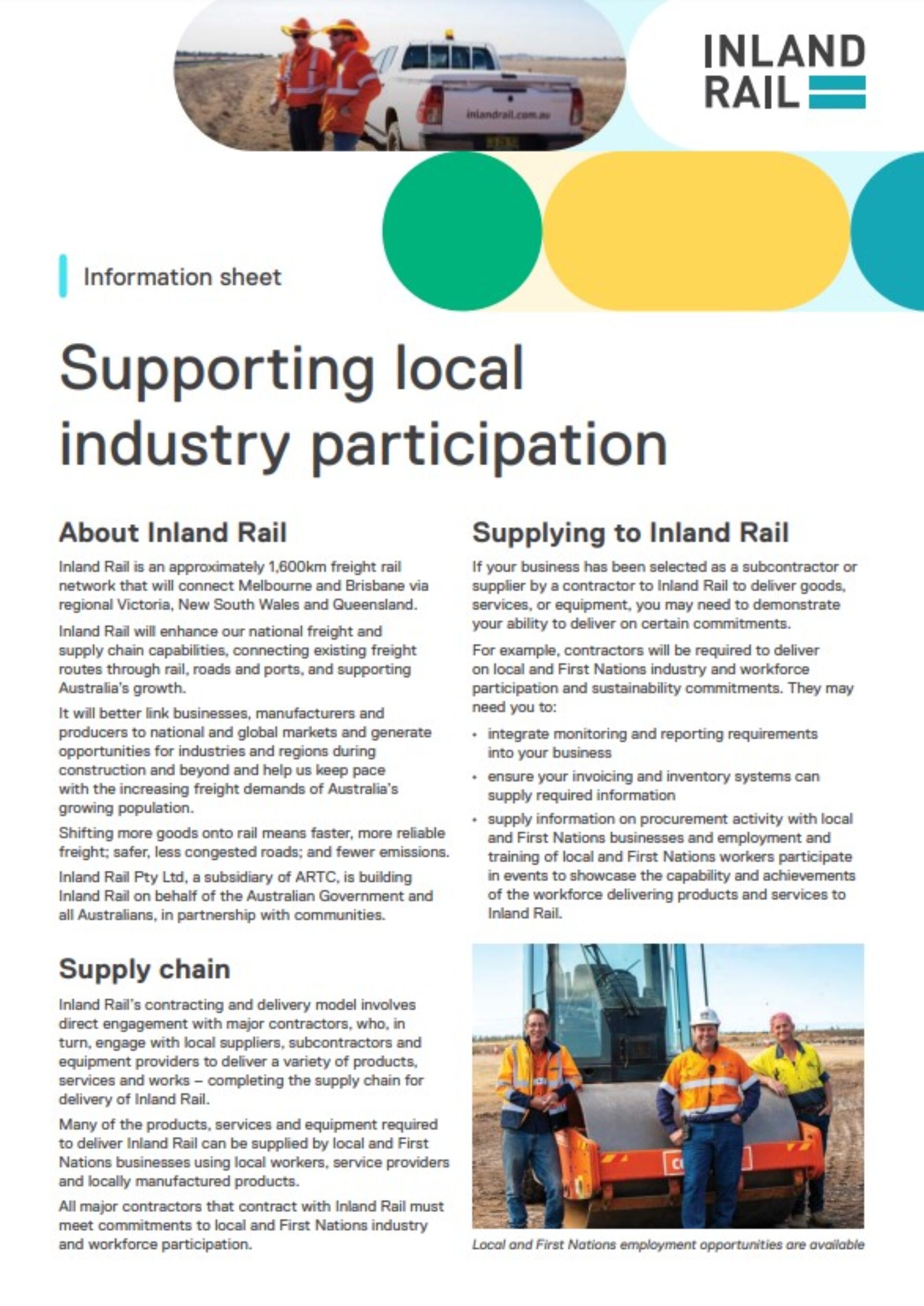 Download: Supporting Local Industry Participation Info - Inland Rail