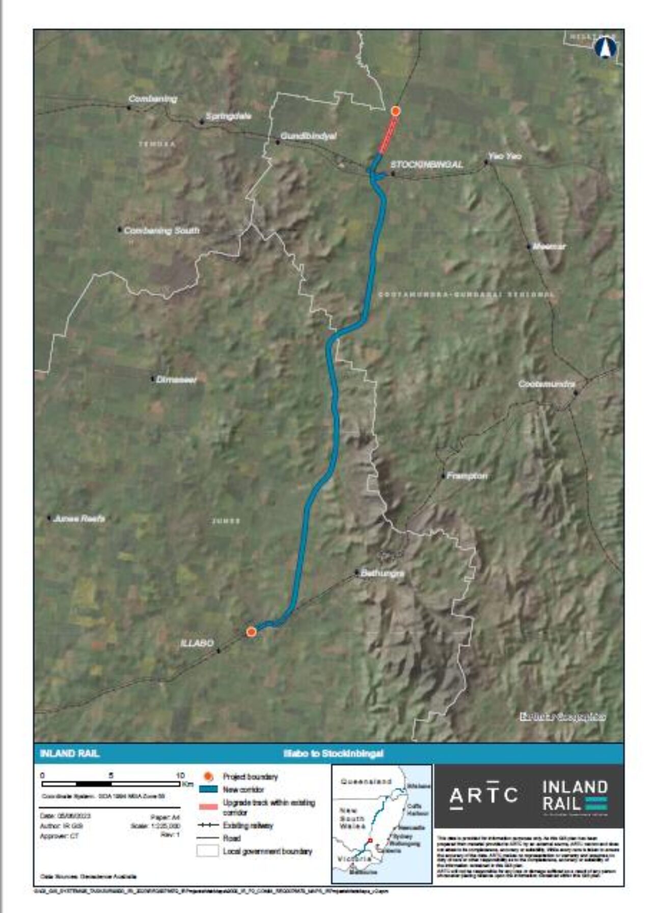 Illabo to Stockinbingal project map - Inland Rail