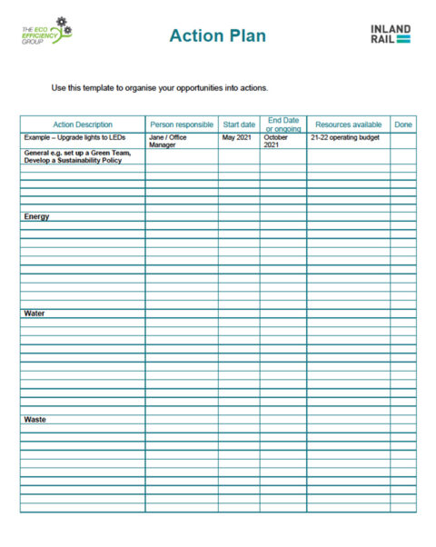 Sustainability Action Plan Template - Inland Rail