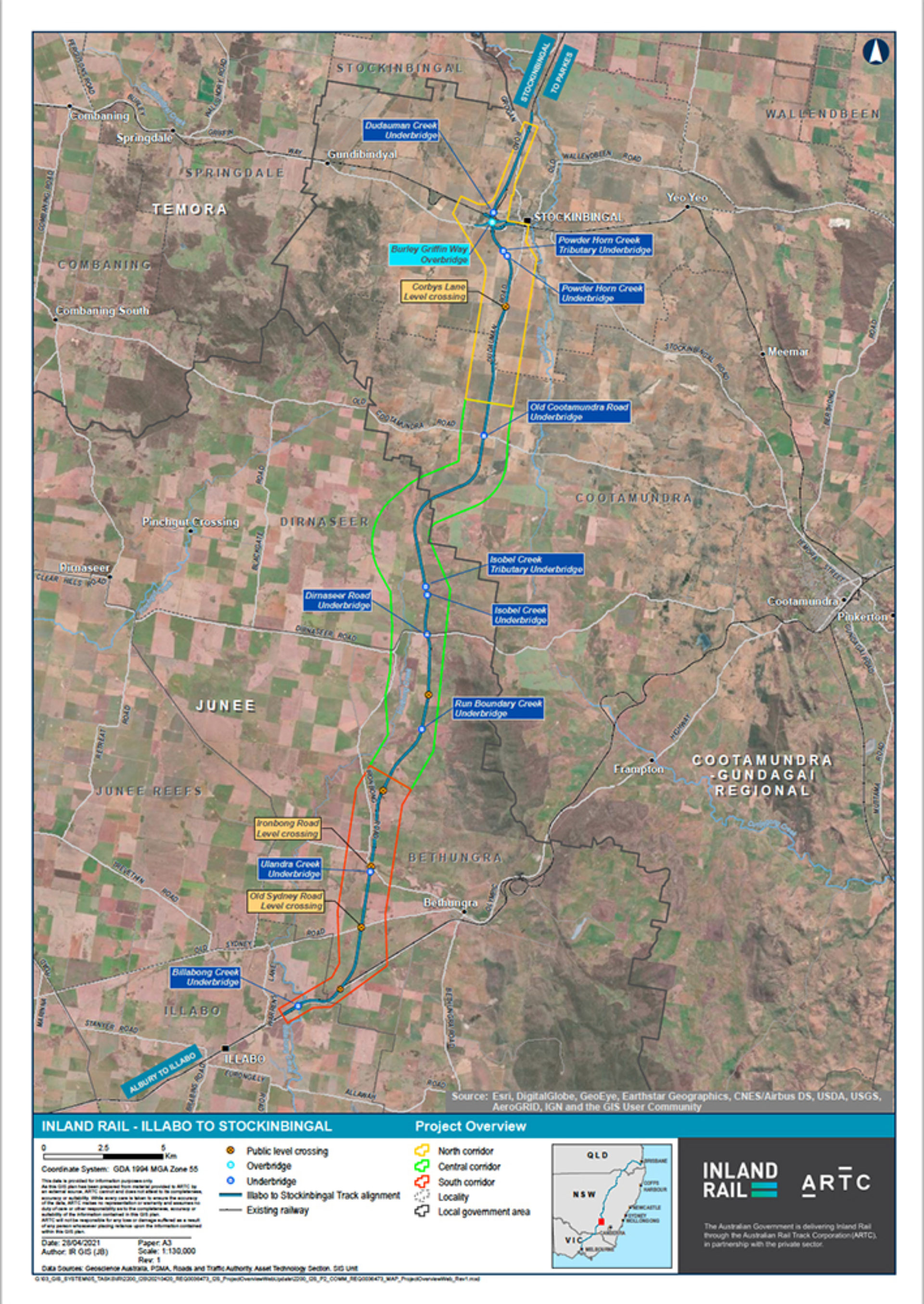 Illabo to Stockinbingal detailed project map - Inland Rail