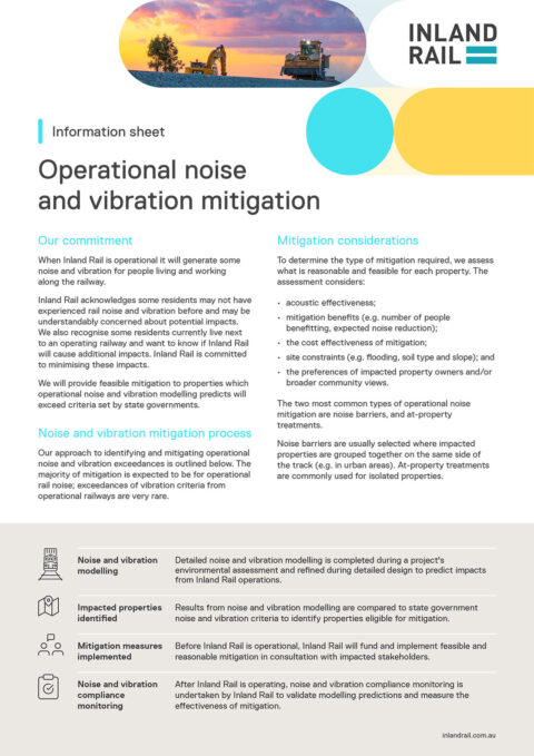 Operational noise and vibration mitigation information sheet - Inland Rail