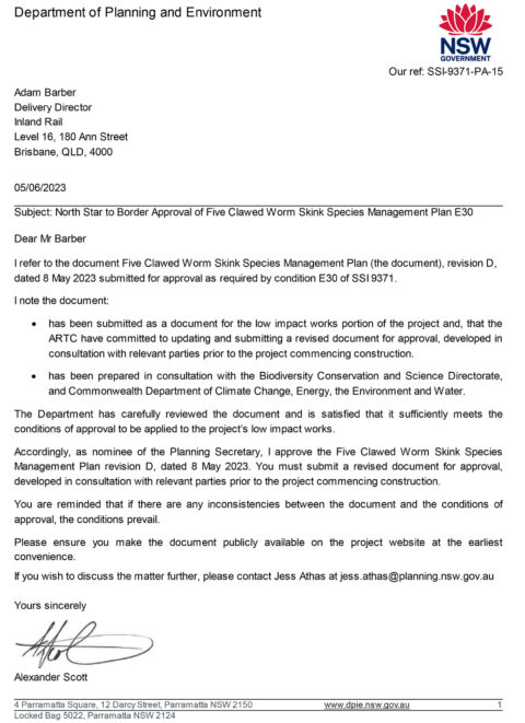 Approval of Five Clawed Worm Skink Species Management Plan E30 - Inland ... Approval of Five Clawed Worm Skink Species Management Plan E30 - Inland ...