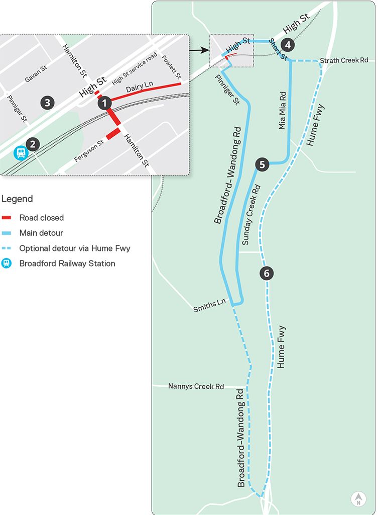 Broadford, Victoria Traffic Changes 2025 - Inland Rail