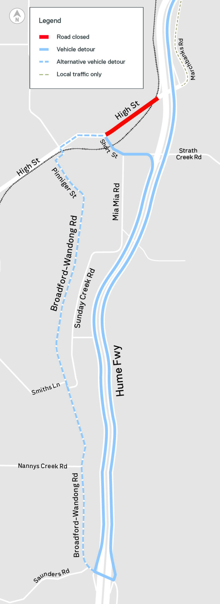 Broadford, Victoria Traffic Changes 2026 - Inland Rail